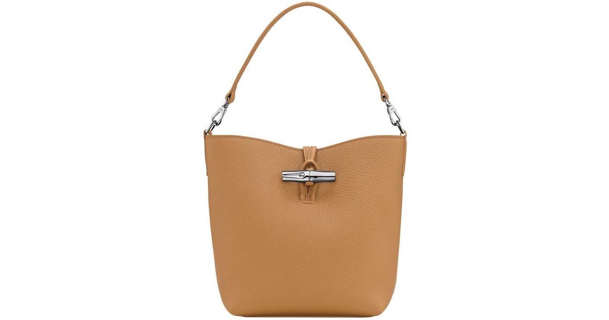 Longchamp Extra Small Le Roseau Leather Bucket Bag in Brown | Lyst