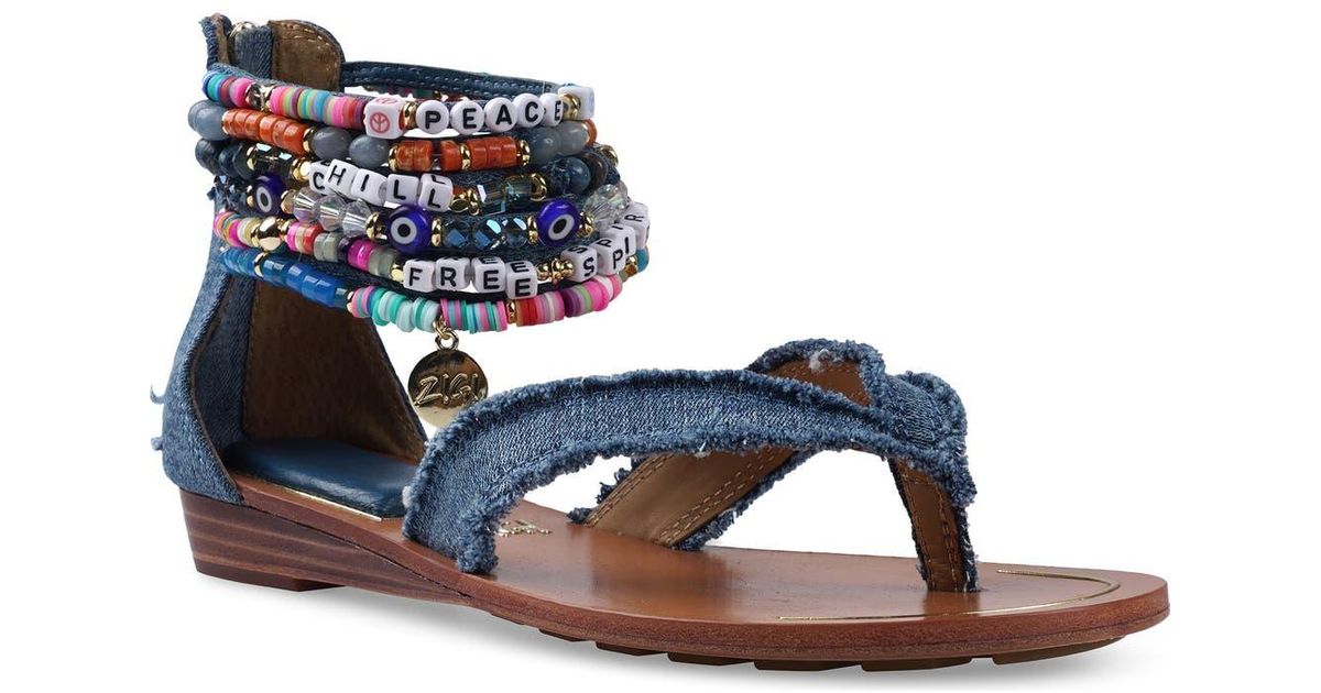 Zigi Fayola Beaded Ankle Cuff Sandal in Blue | Lyst