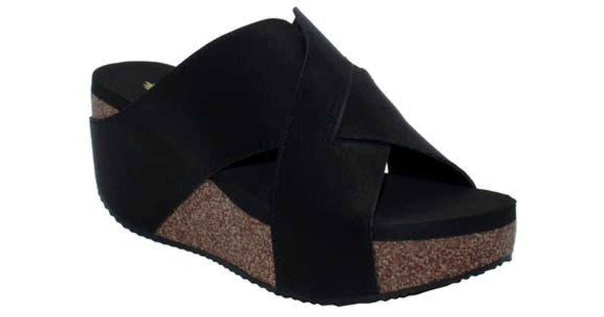 Volatile Firefly Water Resistant Wedge Platform Sandal in Black | Lyst