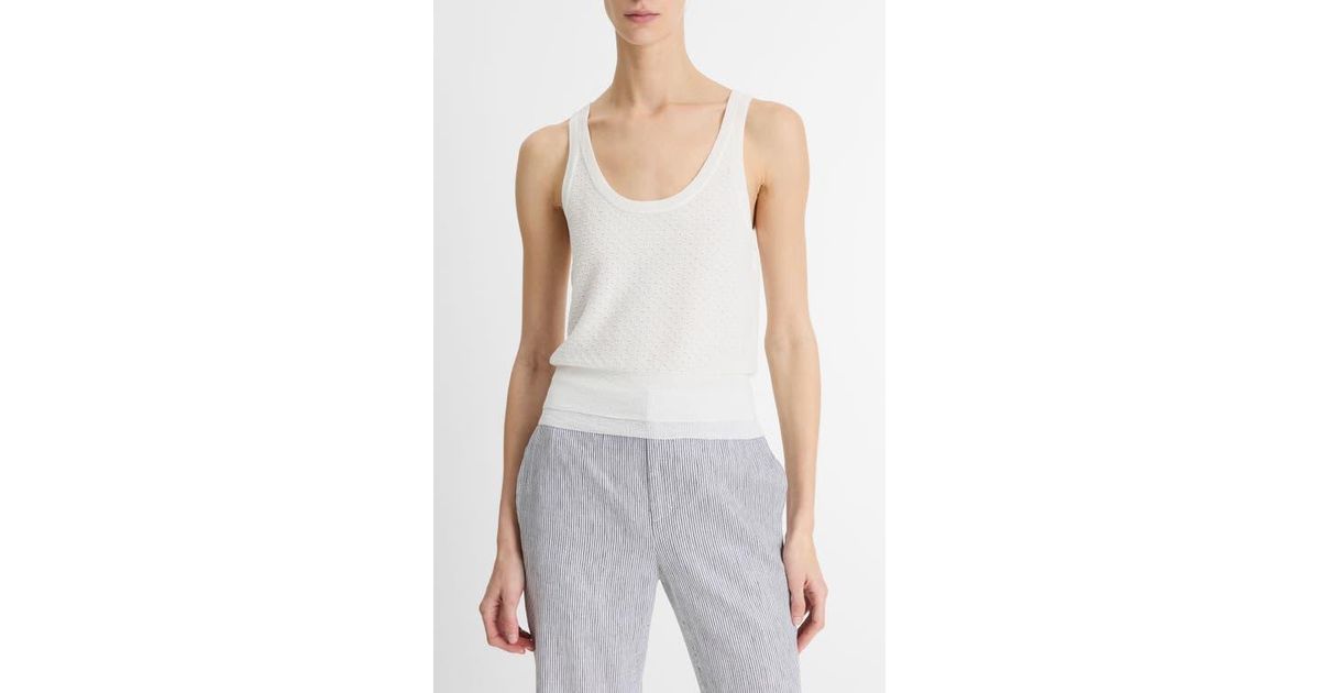 Vince Double Layer Mesh Sweater Tank in White | Lyst