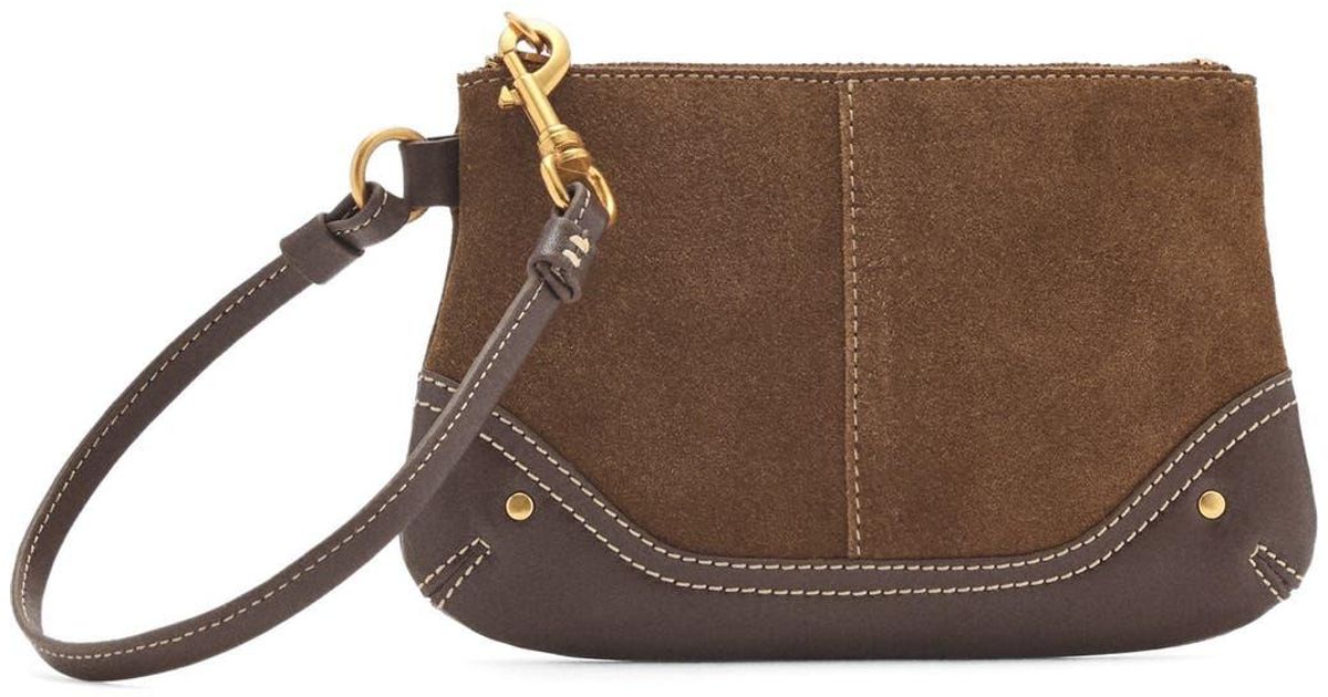 Mango Leather Wristlet in Brown | Lyst