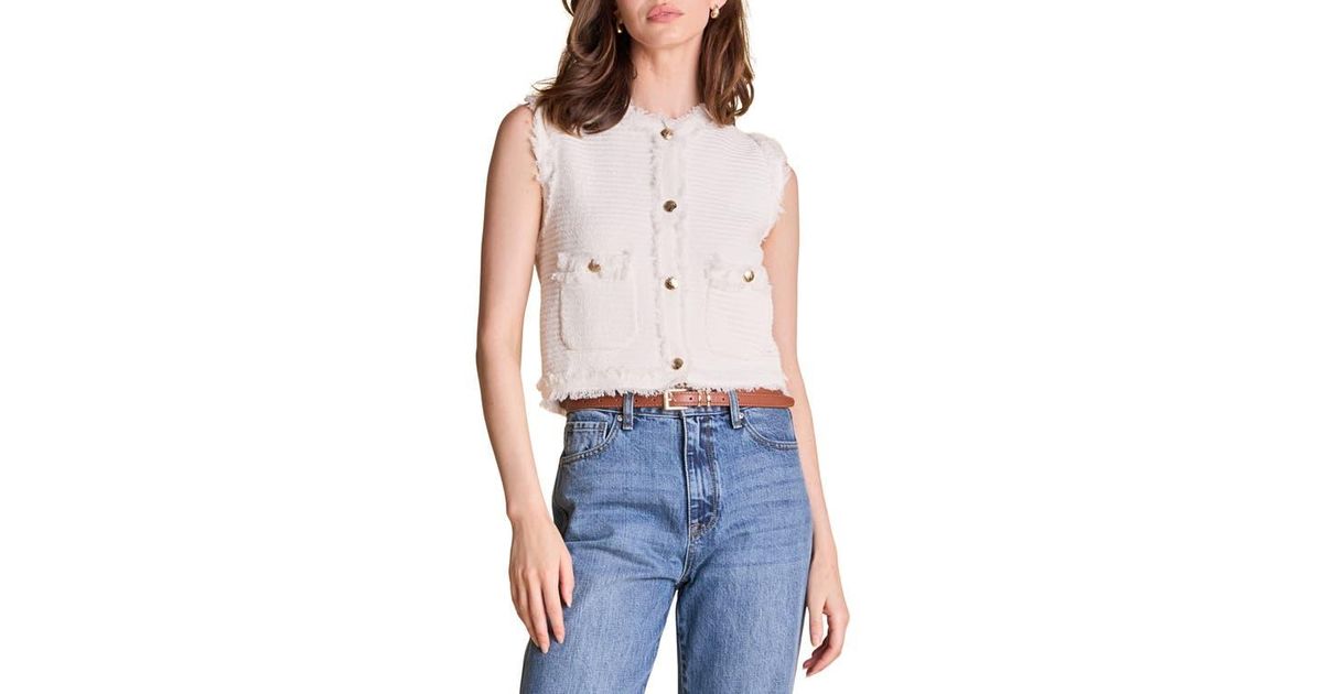 English Factory Fringe Detail Knit Vest in Blue | Lyst