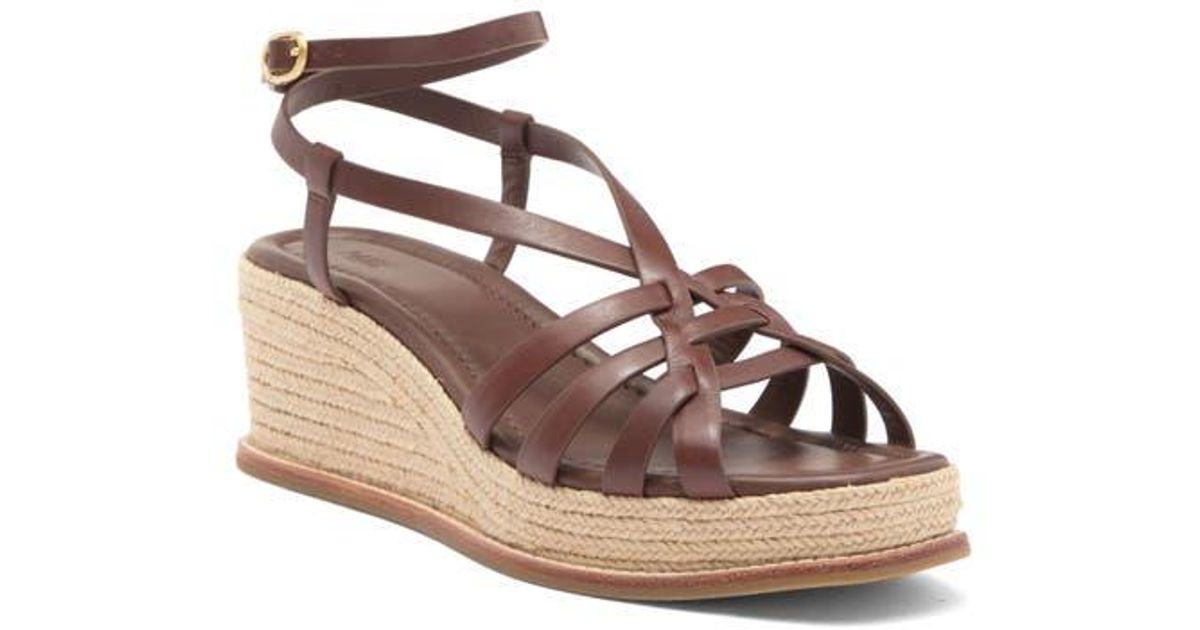 PAIGE Jill Ankle Strap Espadrille Platform Wedge Sandal in Pink | Lyst