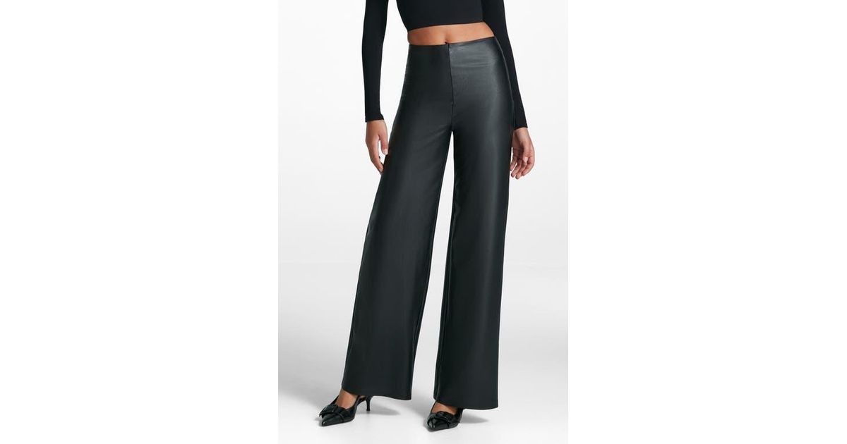 Commando Wide Leg Faux Leather Pants in Black | Lyst