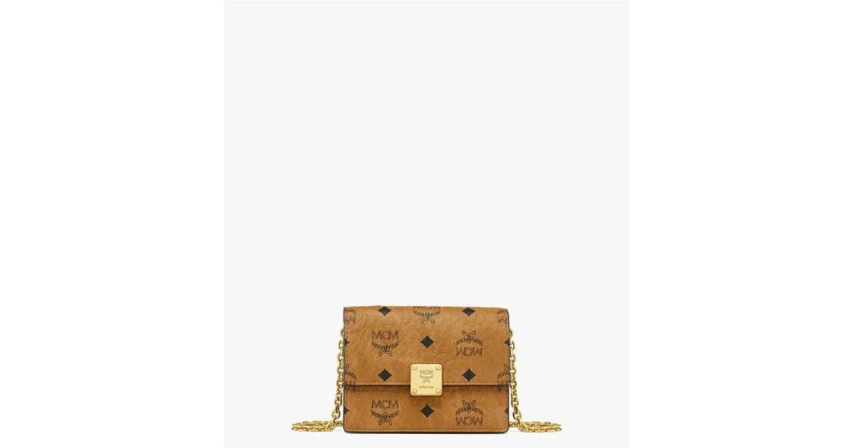 MCM Aren Chain Wallet in White | Lyst