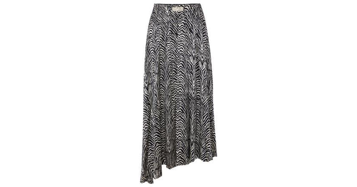 Pcfg Pure Silk Zebra Long Skirt in Gray | Lyst