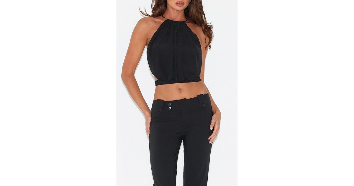 Tiger Mist Evanna Cutout Halter Crop Top in Black | Lyst