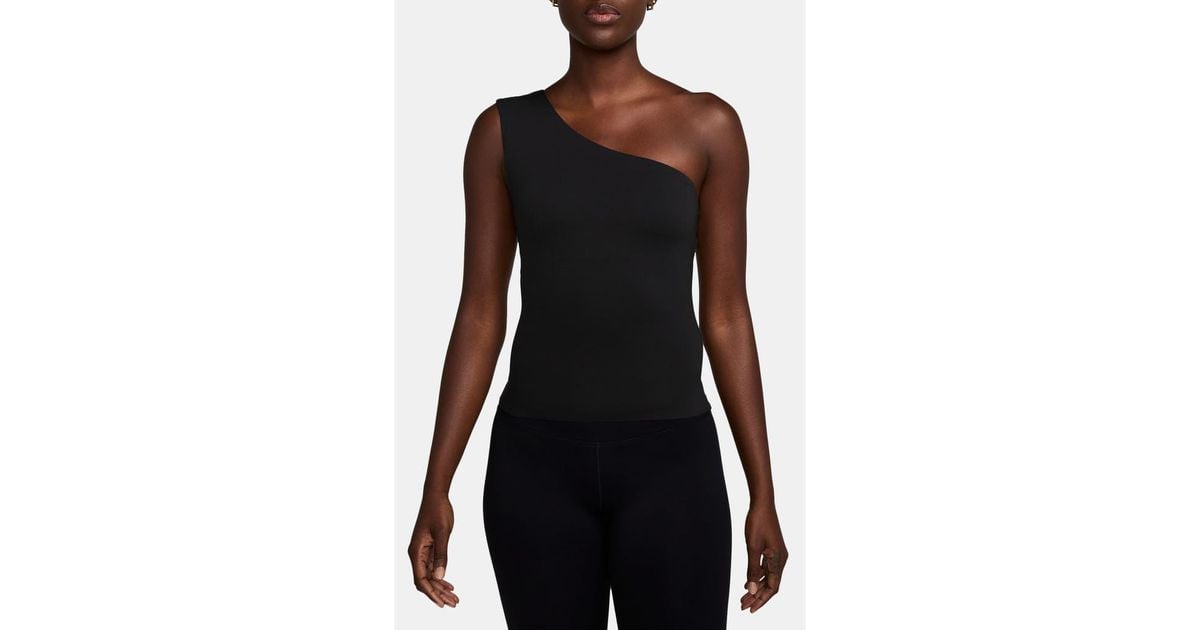 Nike Zenvy One-Shoulder Dri-Fit Tank in Black | Lyst