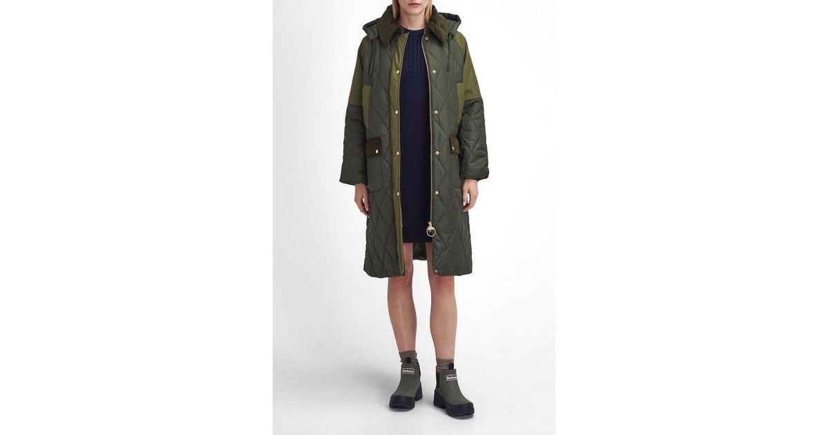 Barbour Cookston Longline Quilted Coat With Removable Hood in Black | Lyst