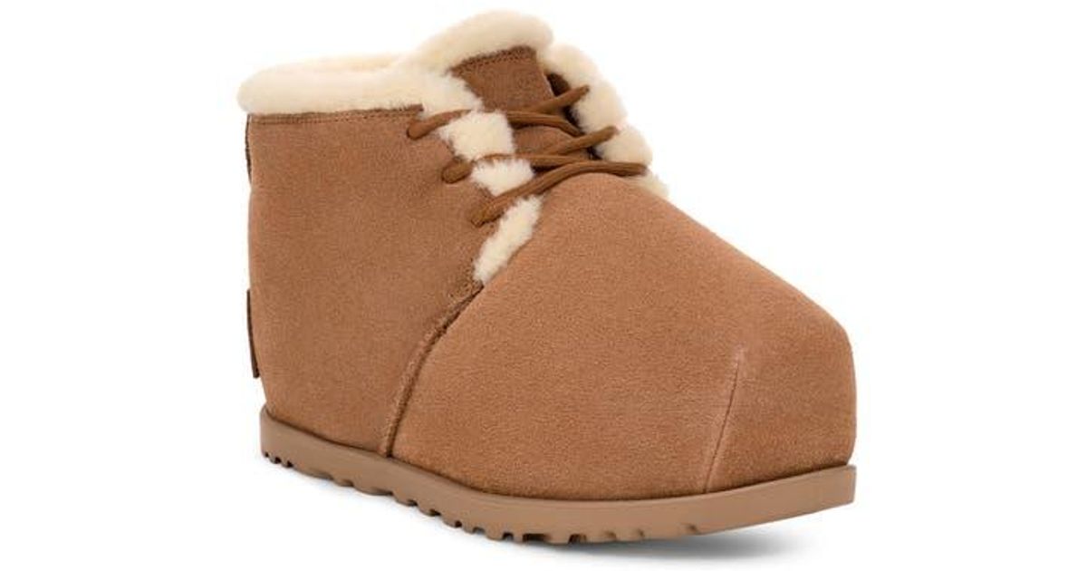 UGG Pumped Faux Fur Trim Slipper Bootie in Brown | Lyst