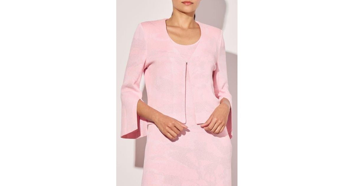 Ming Wang Shimmer Abstract Print Jacquard Knit Jacket in Pink | Lyst