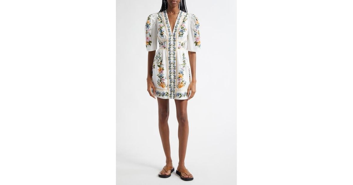 FARM Rio Sweet Bloom Dreamscape Cotton Shirtdress in White | Lyst