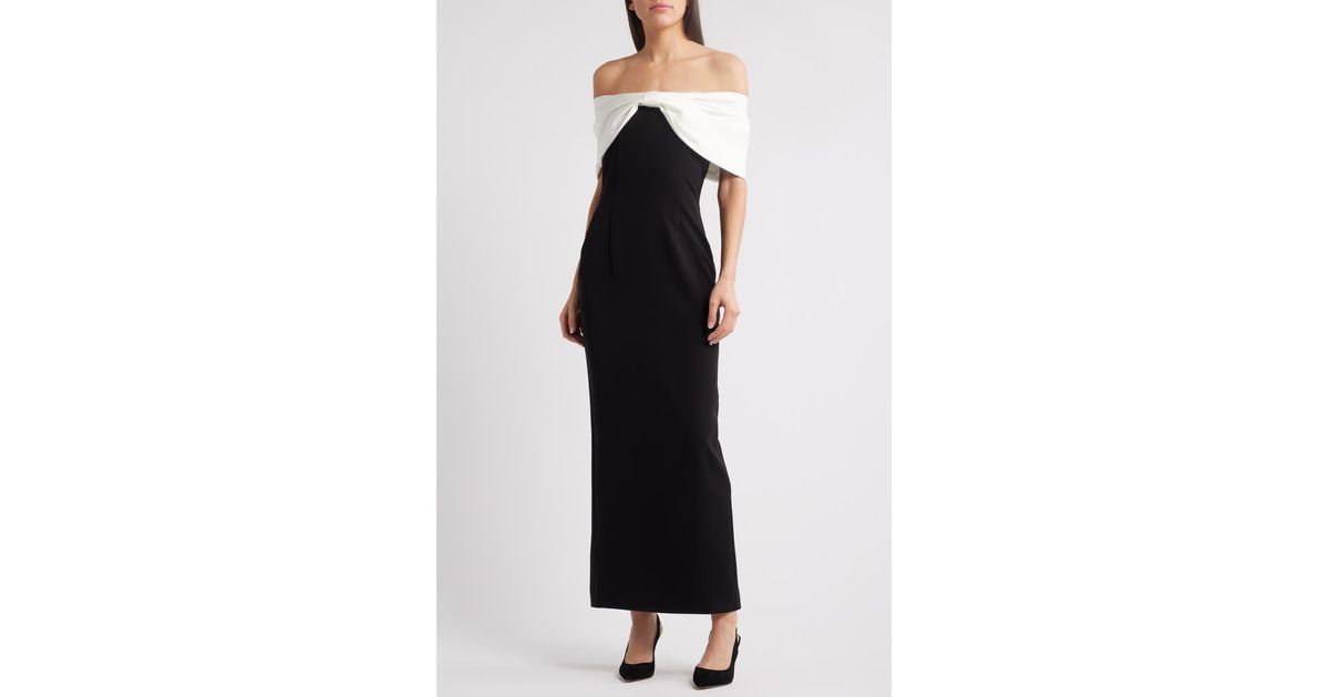 Sonya Moda Belluno Off The Shoulder Column Gown in Black | Lyst