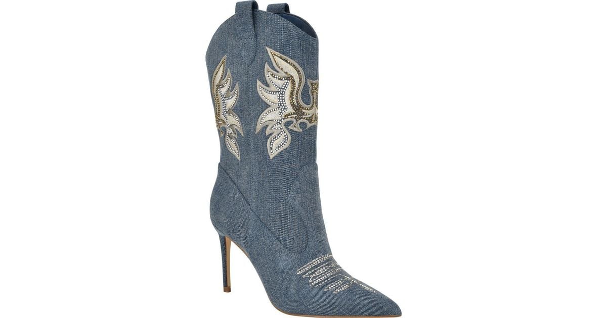 Guess Rasima Pointy Toe Western Boot in Blue | Lyst