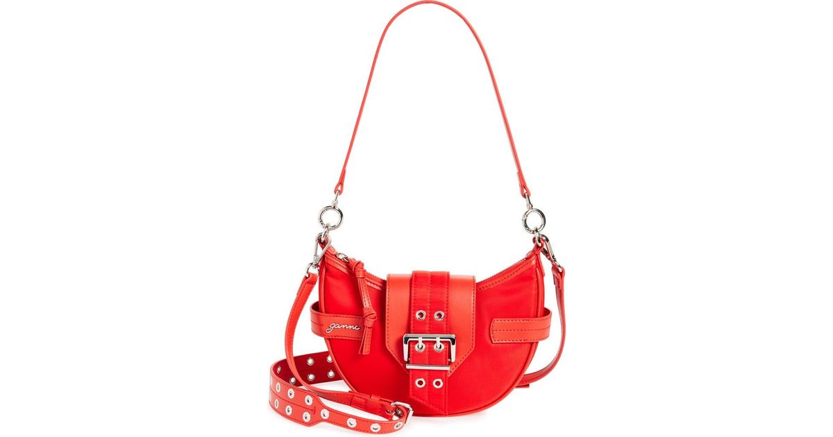 Ganni Bucky Small Nylon Crossbody Bag in Red | Lyst