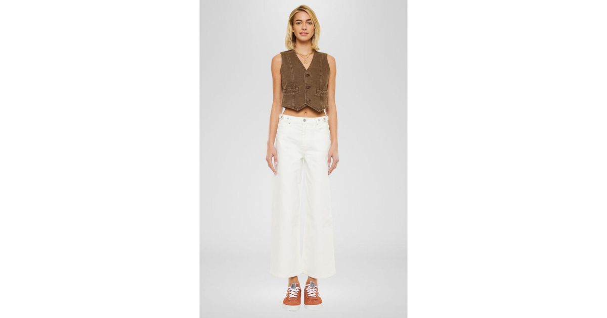 Kancan Calla Ultra High Rise Cropped Wide Leg Jeans in White | Lyst