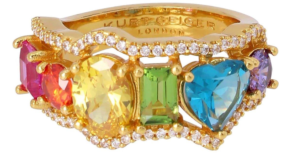 Kurt Geiger Rainbow Cubic Zirconia Ring | Lyst