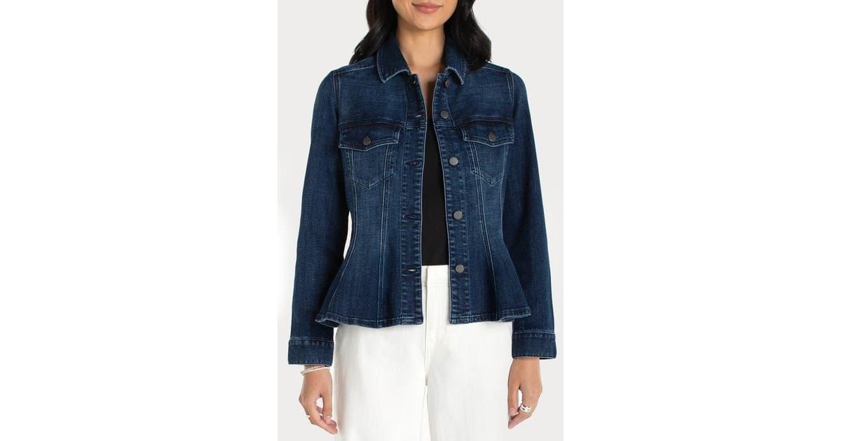 Liverpool Los Angeles Fit & Flare Denim Trucker Jacket in Blue | Lyst