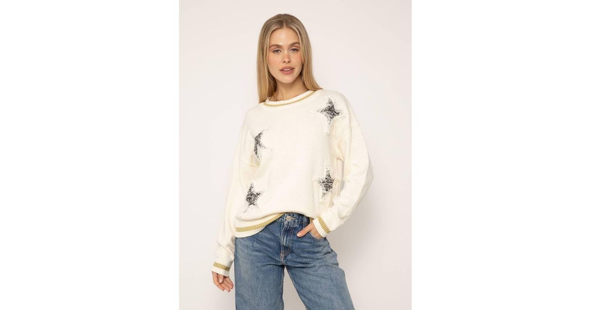 Central Park West Talullah Frayed Star Crew in White | Lyst