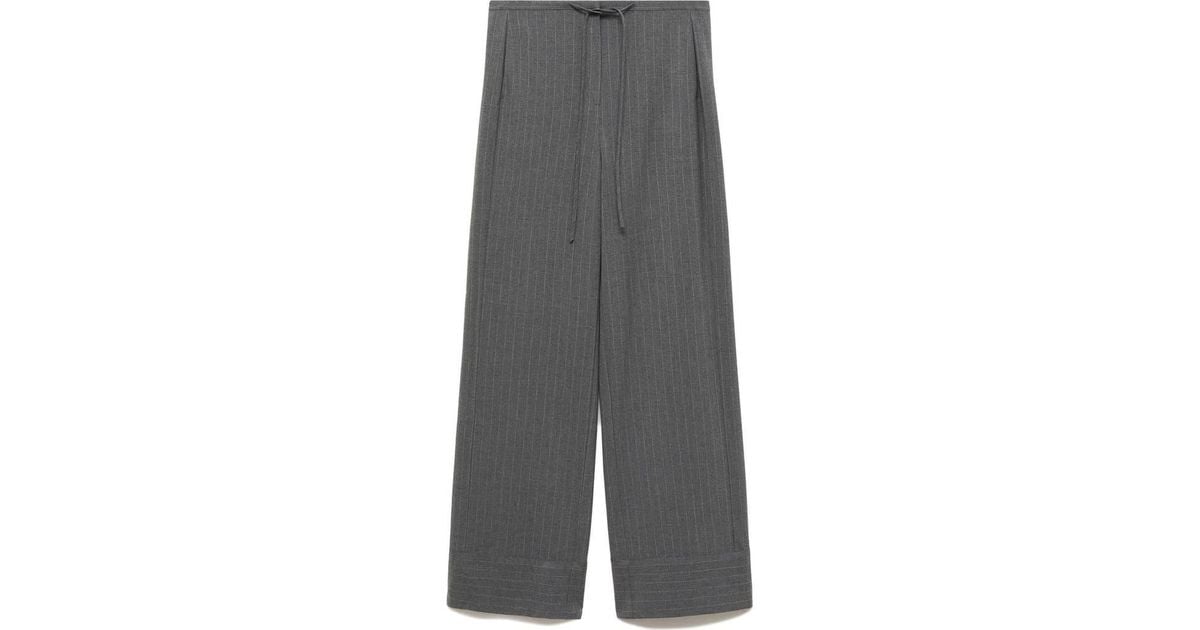 Mango Chalk Stripe Straight Leg Pants in Gray | Lyst