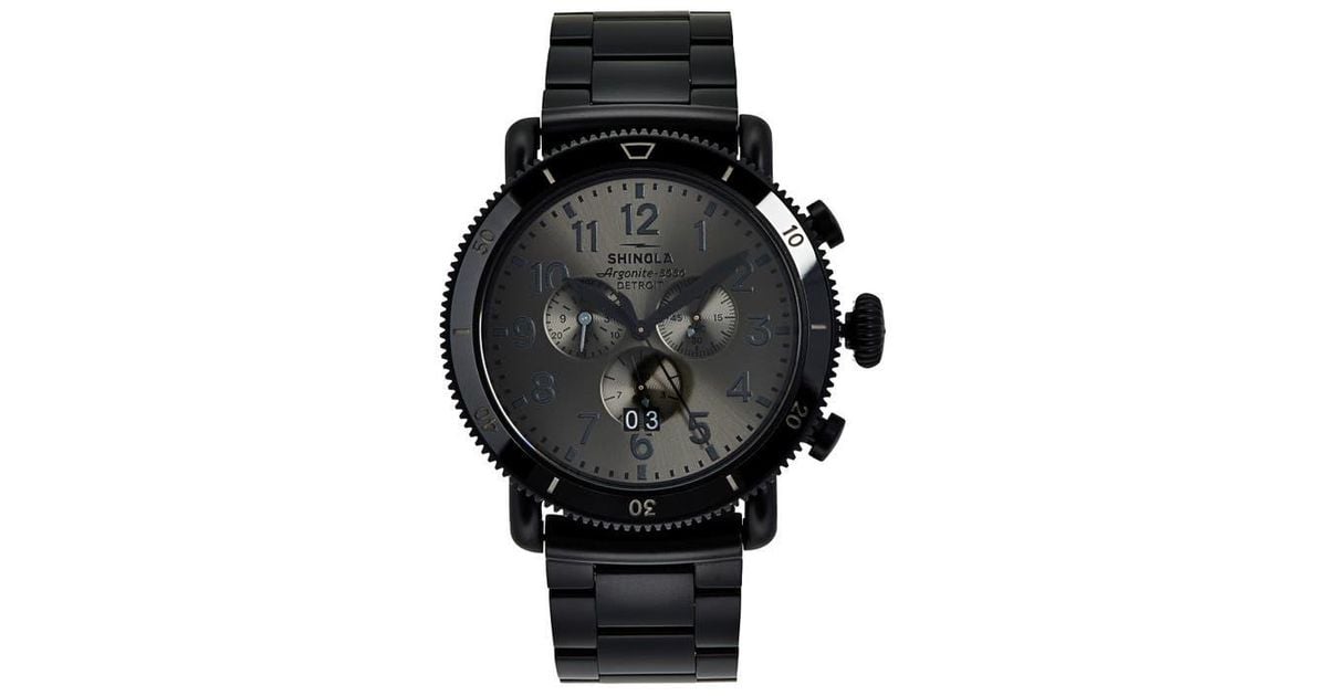 Shinola Runwell Sport Chronograph Bracelet Watch, 48Mm in Black for Men ...