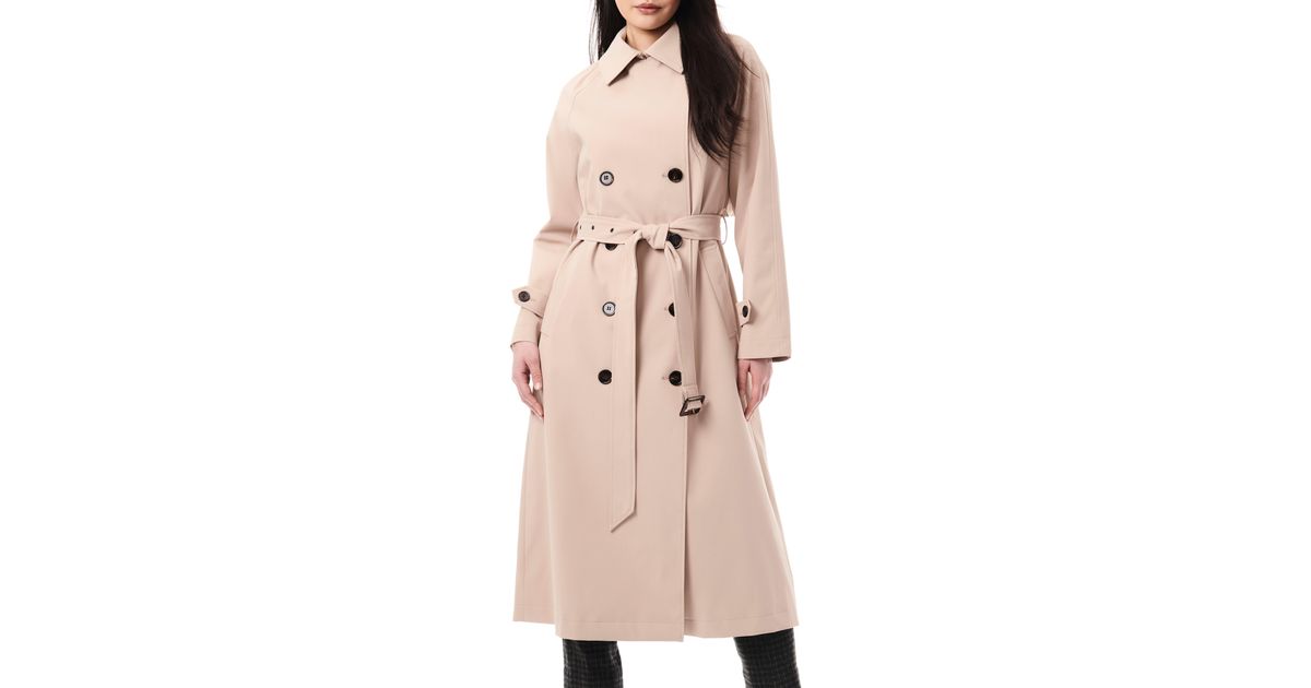 Bernardo Double Breasted Trench Coat In Natural Lyst