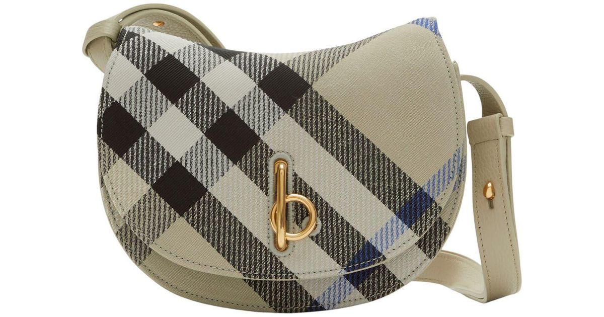 Burberry Mini Rocking Horse Jacquard Check Crossbody Bag in Gray | Lyst