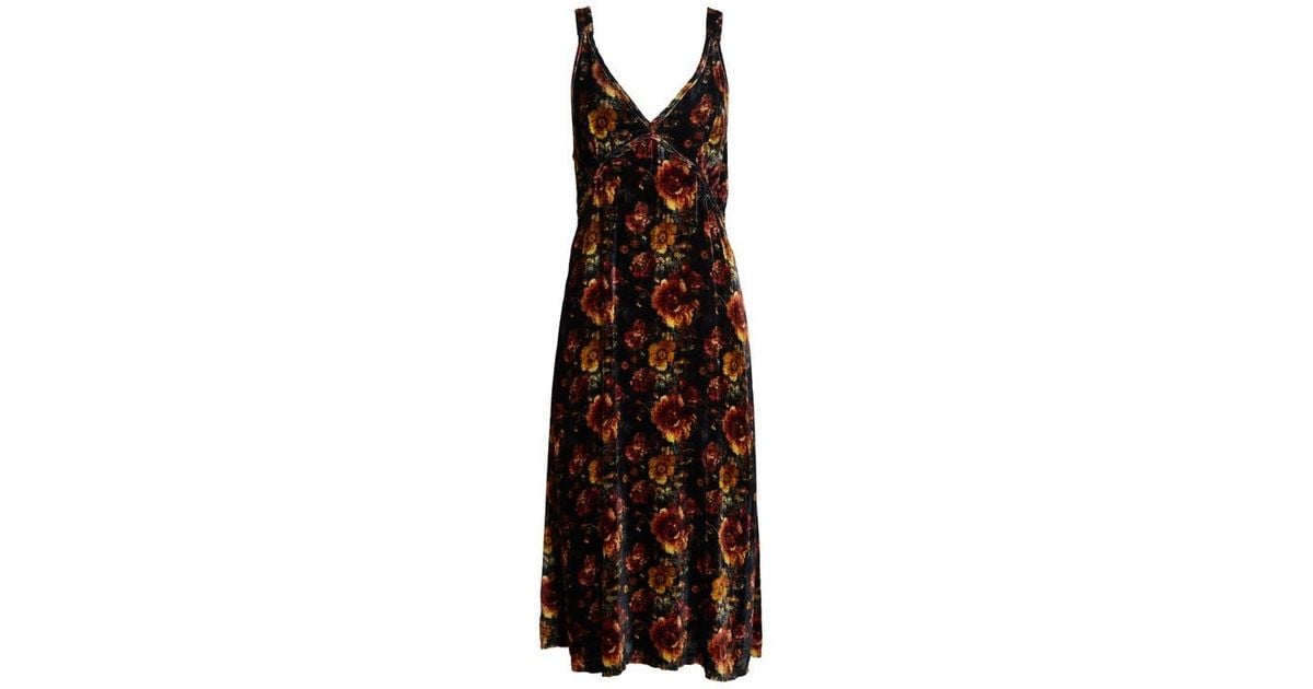 R13 Grunge Floral Velvet Midi Dress in Purple | Lyst