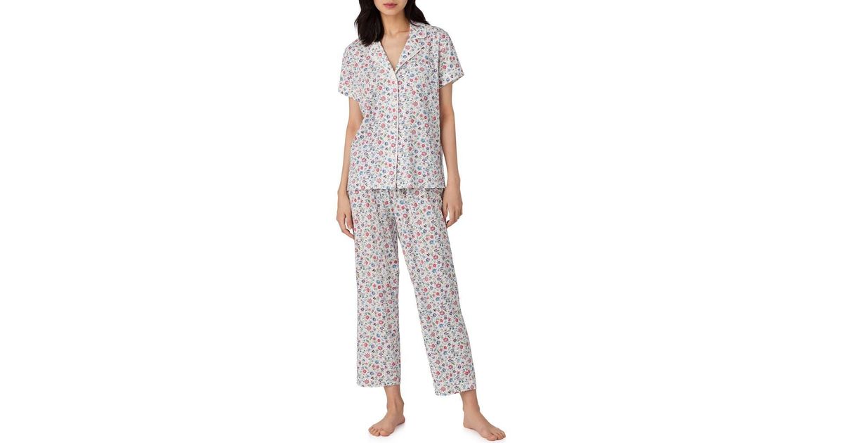 Ralph Lauren Monogram Crop Pajamas in Gray | Lyst