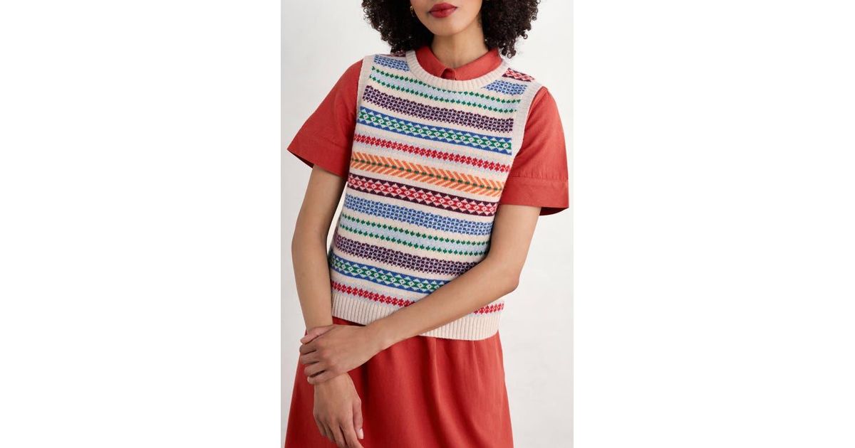 Seasalt Cornwall Percella Cove Fair Isle Merino Wool Blend Sweater Vest ...