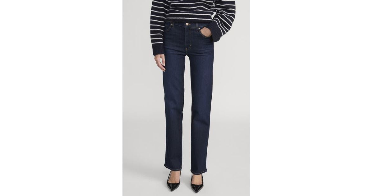 FRAME Le Sleek High Waist Straight Leg Jeans in Blue | Lyst