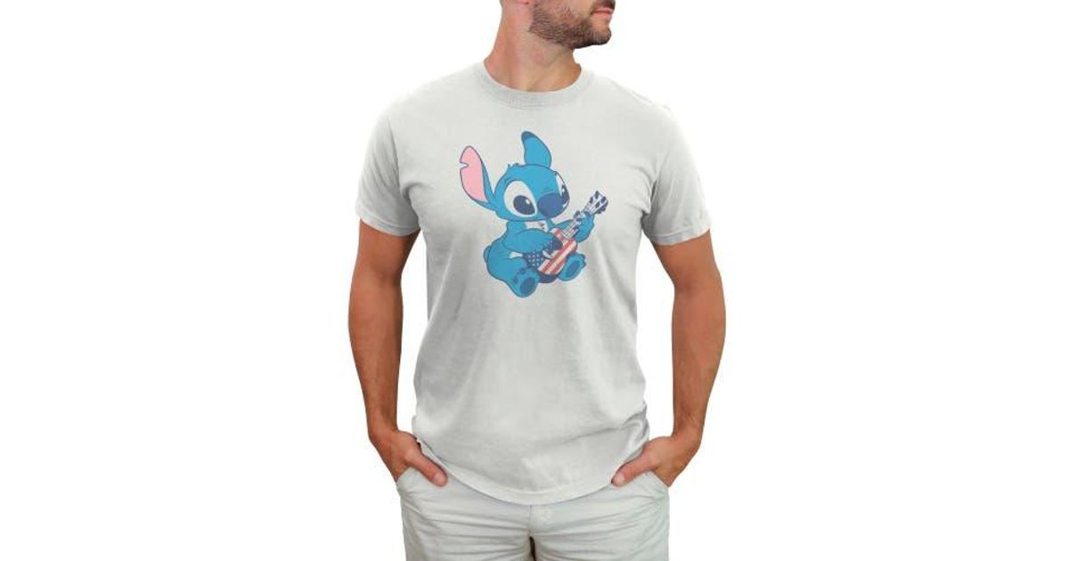 Lilo Et Stitch American Flag Guitar Stitch Graphic T-Shirt in Blue for ...
