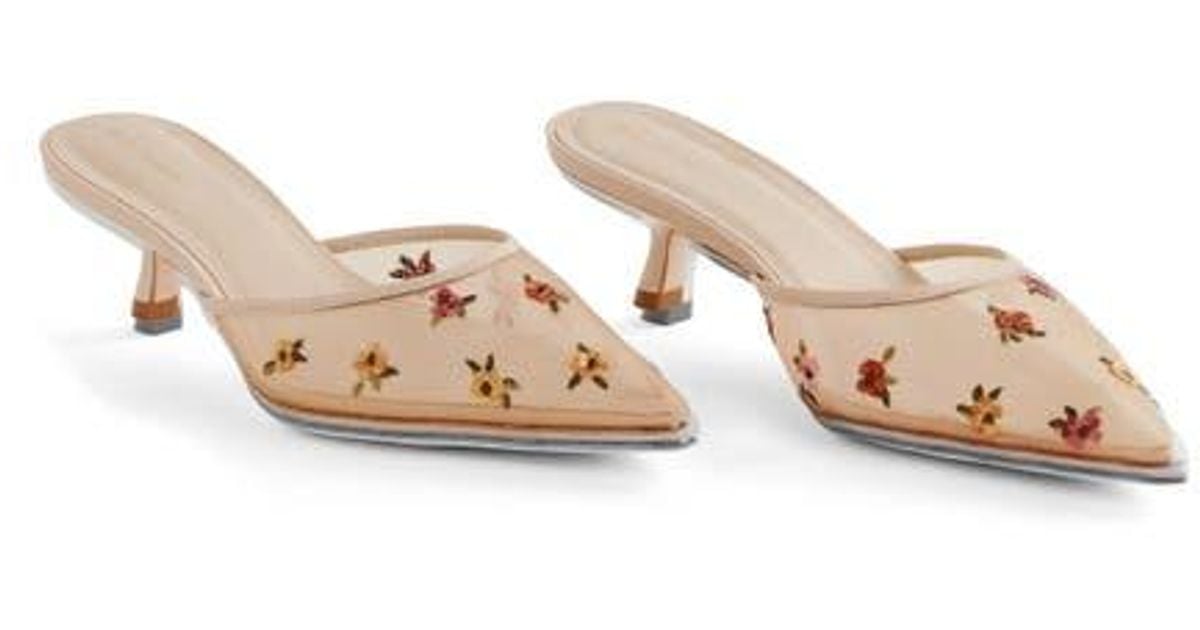 Reformation Wilda Pointed Toe Kitten Mule in Natural | Lyst