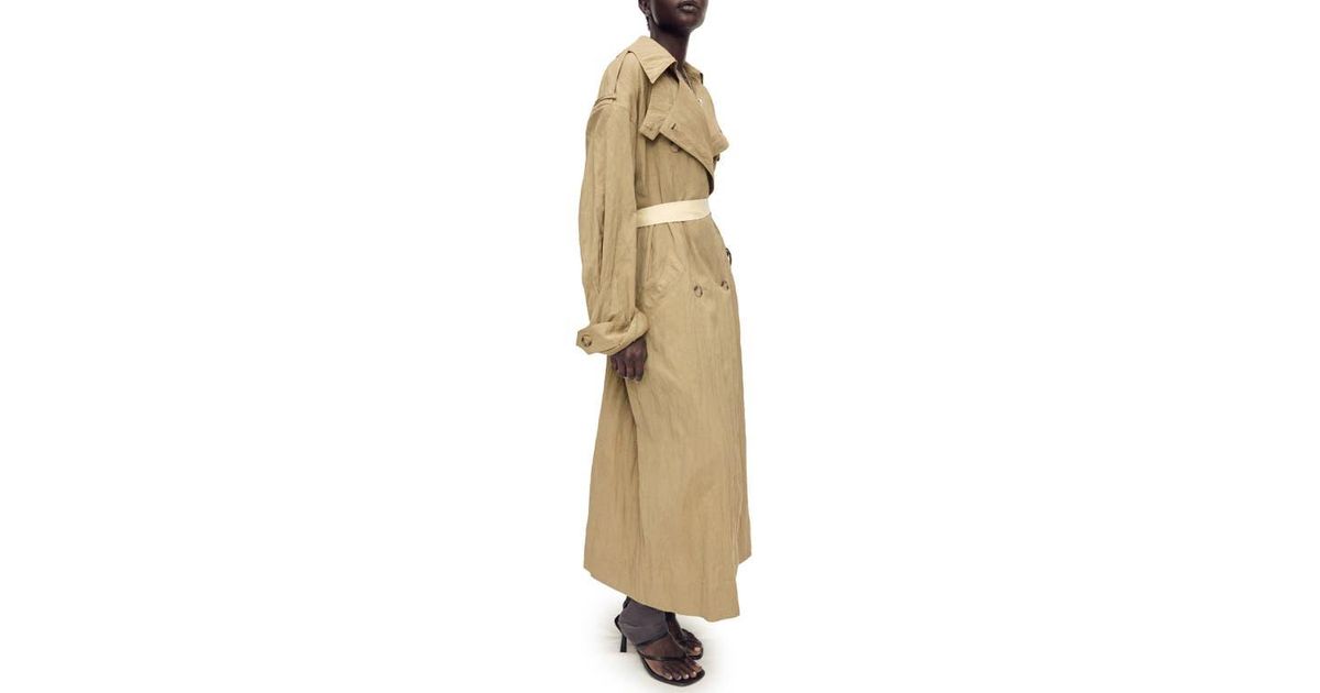 Mango Wrinkled Oversized Belted Trench Coat in Natural | Lyst