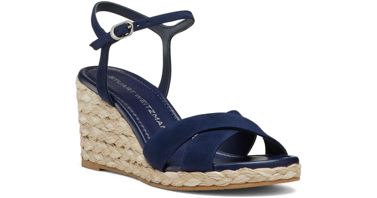 Stuart Weitzman Dayna Espadrille Wedge Sandal in Blue | Lyst