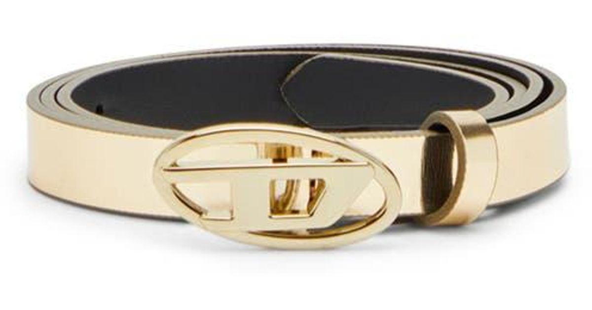 DIESEL Oval D Buckle Metallic Belt | Lyst