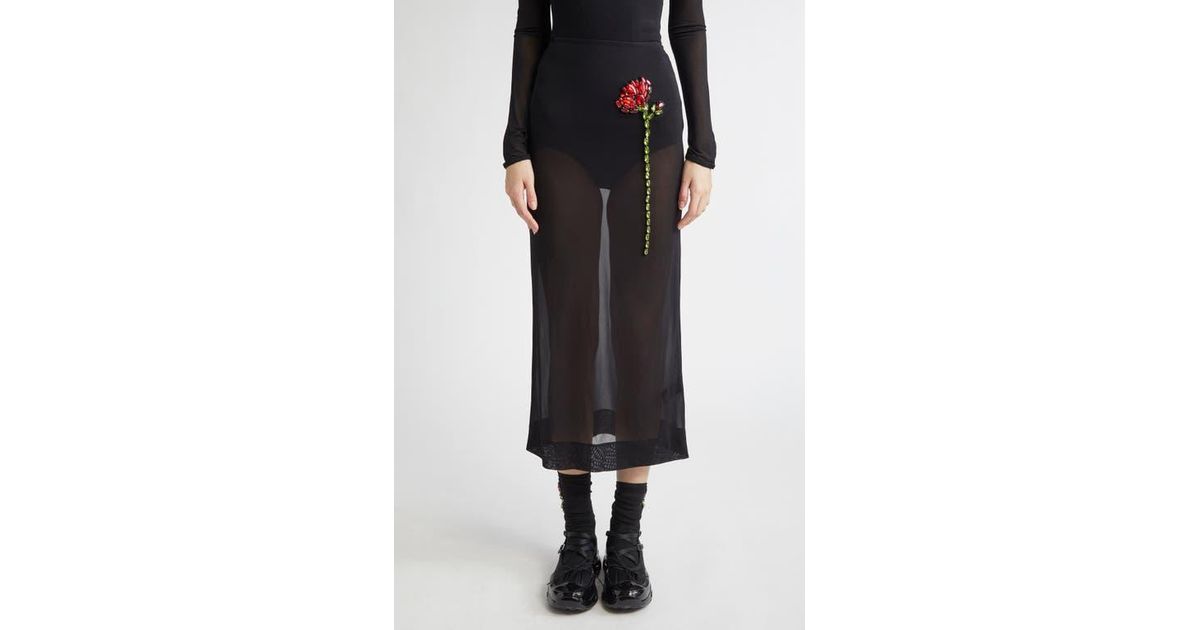 Simone Rocha Embellished Carnation Column Skirt in Black | Lyst
