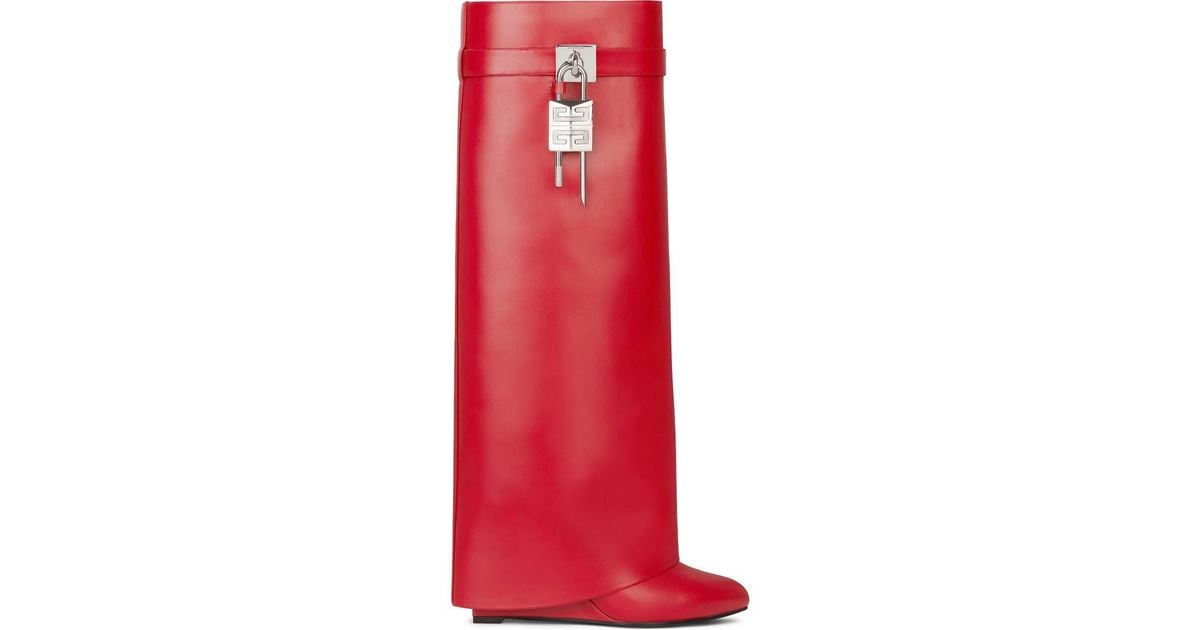 Givenchy Classic Shark Lock Boot in Red | Lyst