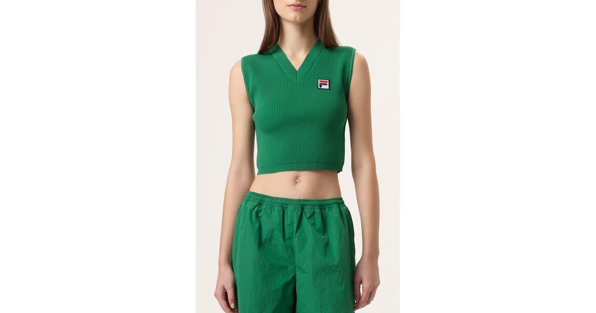 Fila X Hailey Knit Baby Tank in Green | Lyst