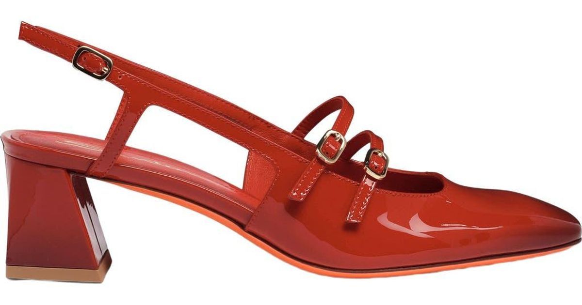 Santoni Mid-Heel Slingback in Red | Lyst