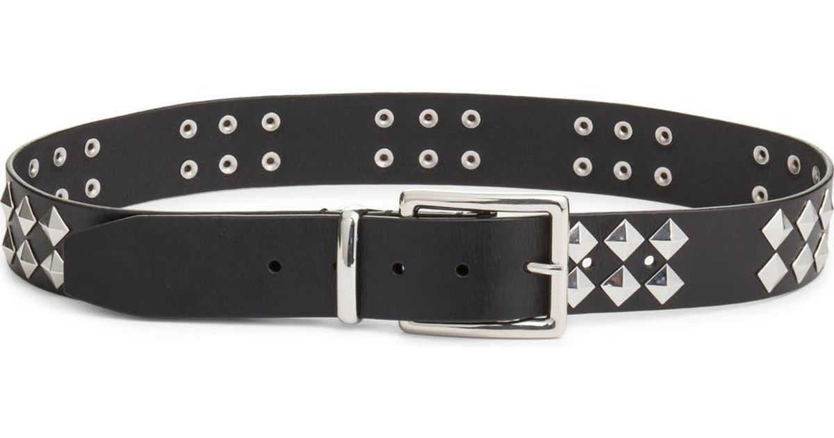 FRAME The Studded Leather Belt in Black | Lyst
