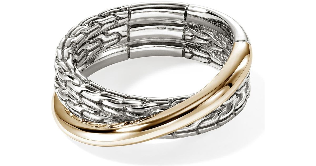 John Hardy Jh Essential 14K & Sterling Crossover Ring in Metallic | Lyst