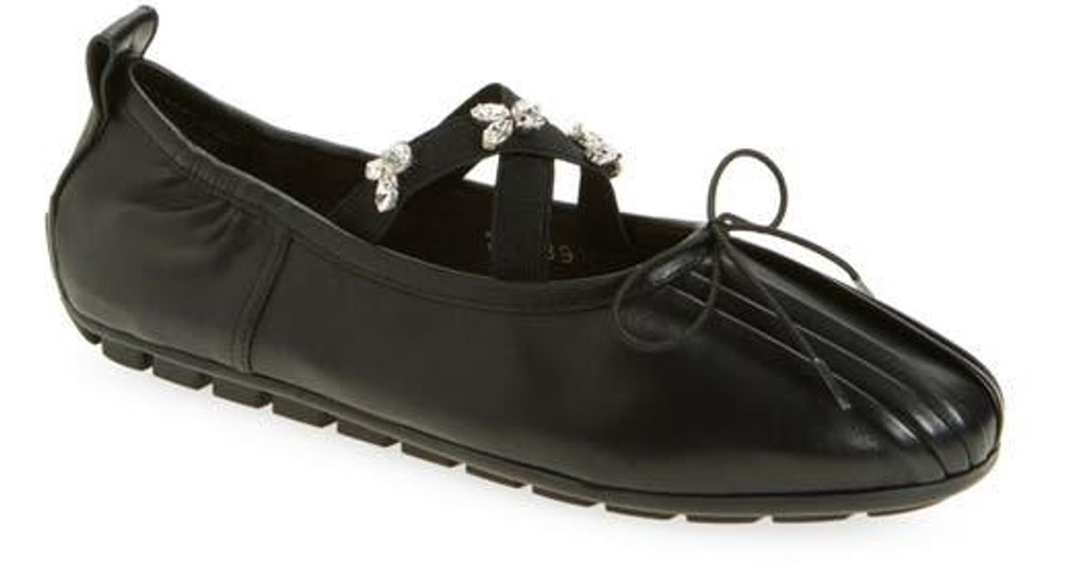 Simone Rocha Crystal Embellished Mary Jane Ballerina Flat in Black | Lyst