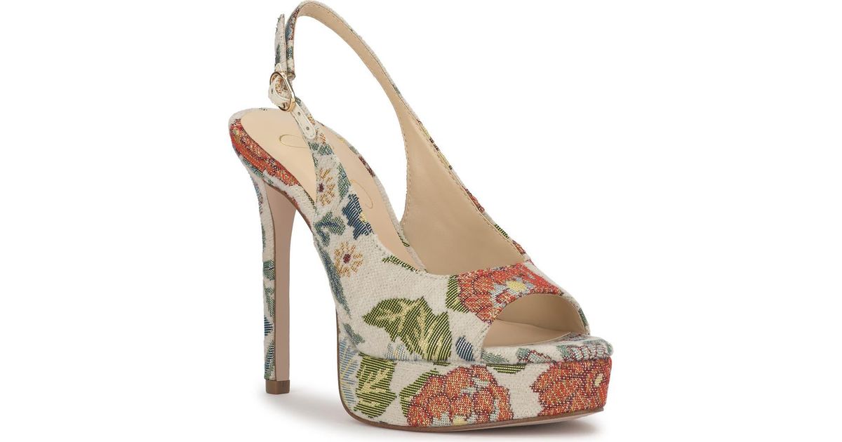 Jessica Simpson Sibilla Slingback Platform Sandal in Metallic | Lyst