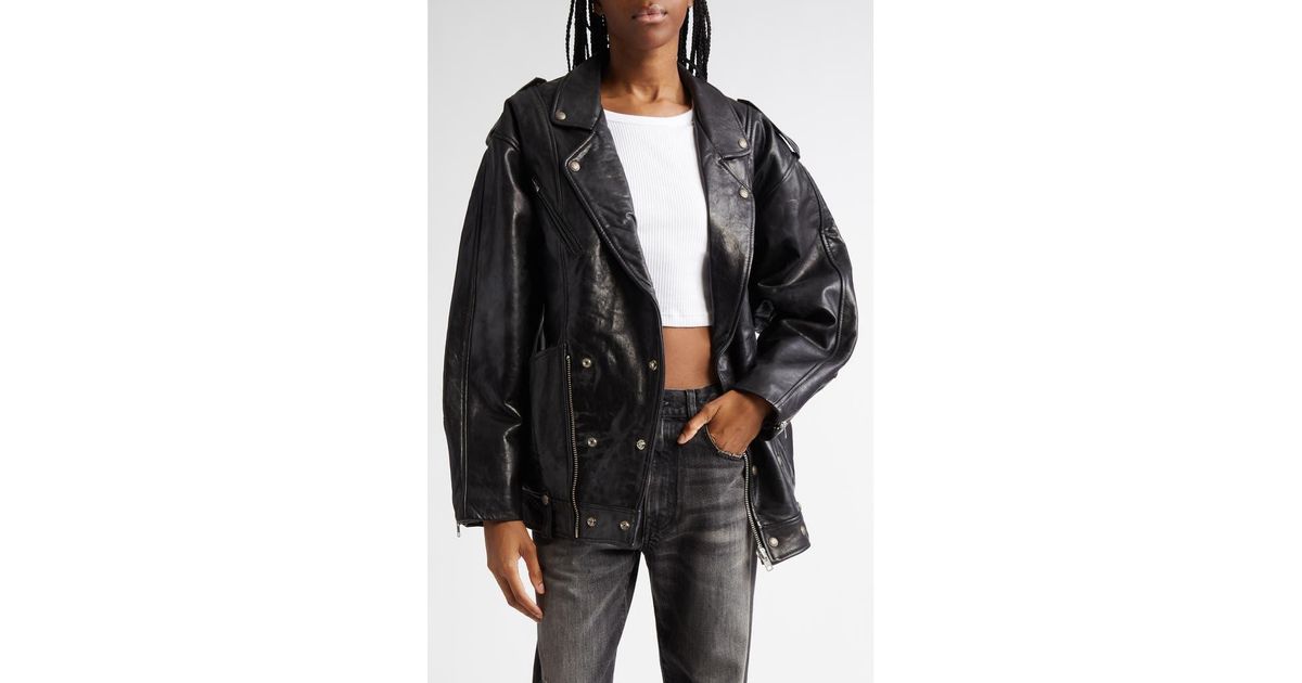 R13 Elongated Motorcycle Jacket in Black | Lyst