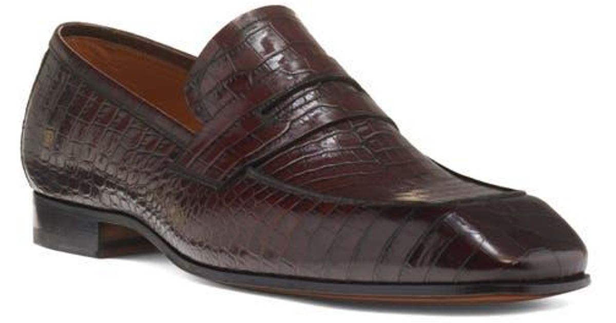 Tom Ford Bailey Croc Embossed Penny Loafer in Brown for Men | Lyst