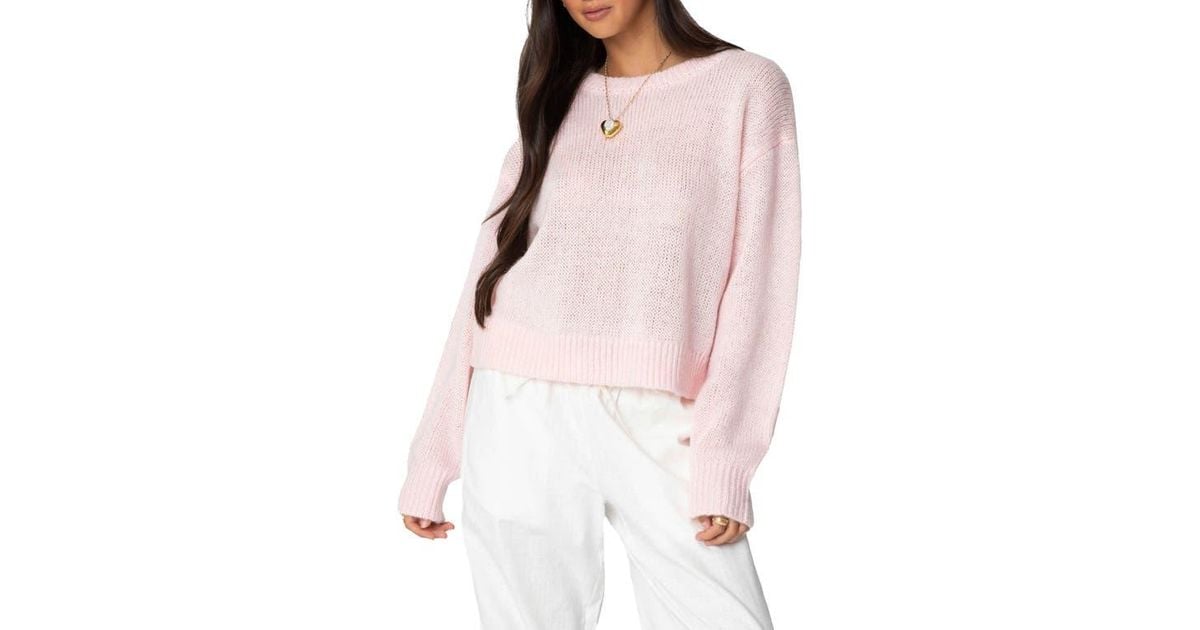 Edikted Oversize Crewneck Sweater in Pink | Lyst