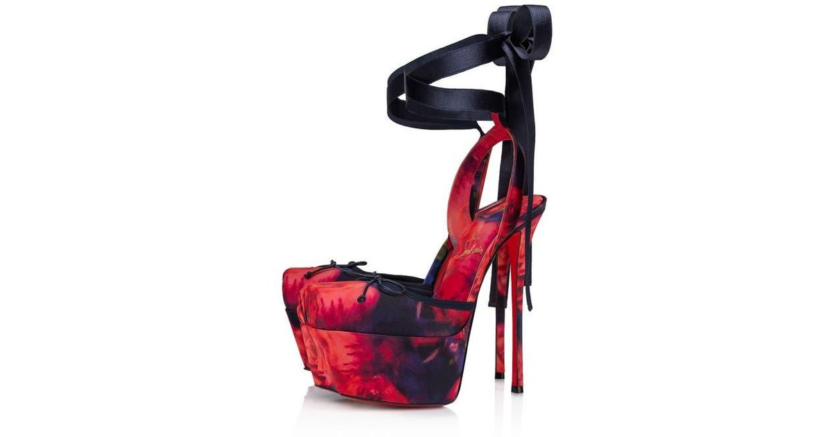Christian Louboutin Cassia Rose Silk Platform Pump in Red | Lyst