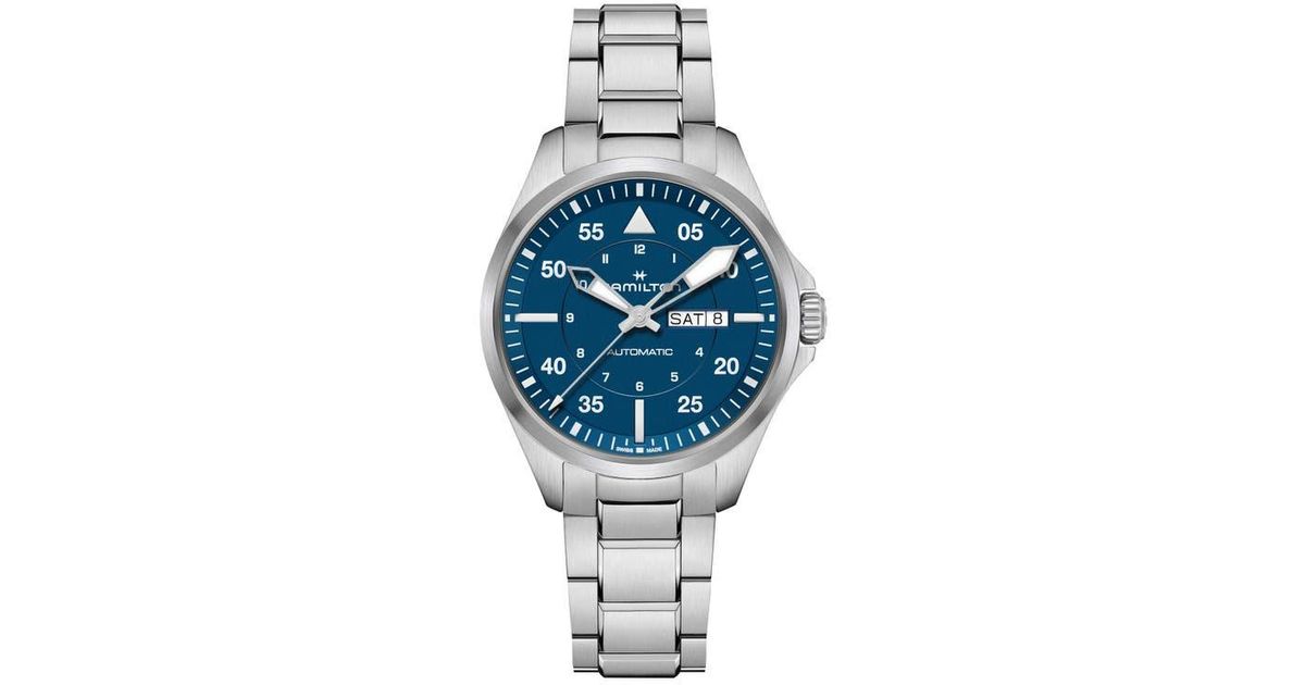 Hamilton Khaki Aviation Pilot Automatic Bracelet Watch, 42Mm in Blue ...