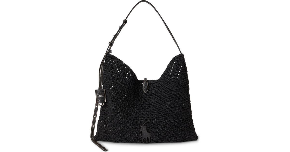 Polo Ralph Lauren Polo Play Open Weave Messenger Bag in Black | Lyst